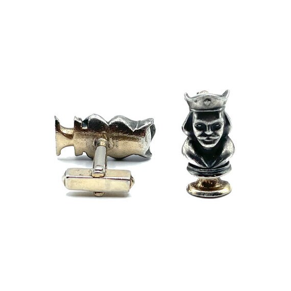 Vintage 1950s Swank Chess King Cufflinks - Gem