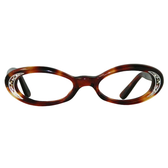 Vintage 1960s Amber Oval Tortoise Shell Eyeglass Fram… - Gem