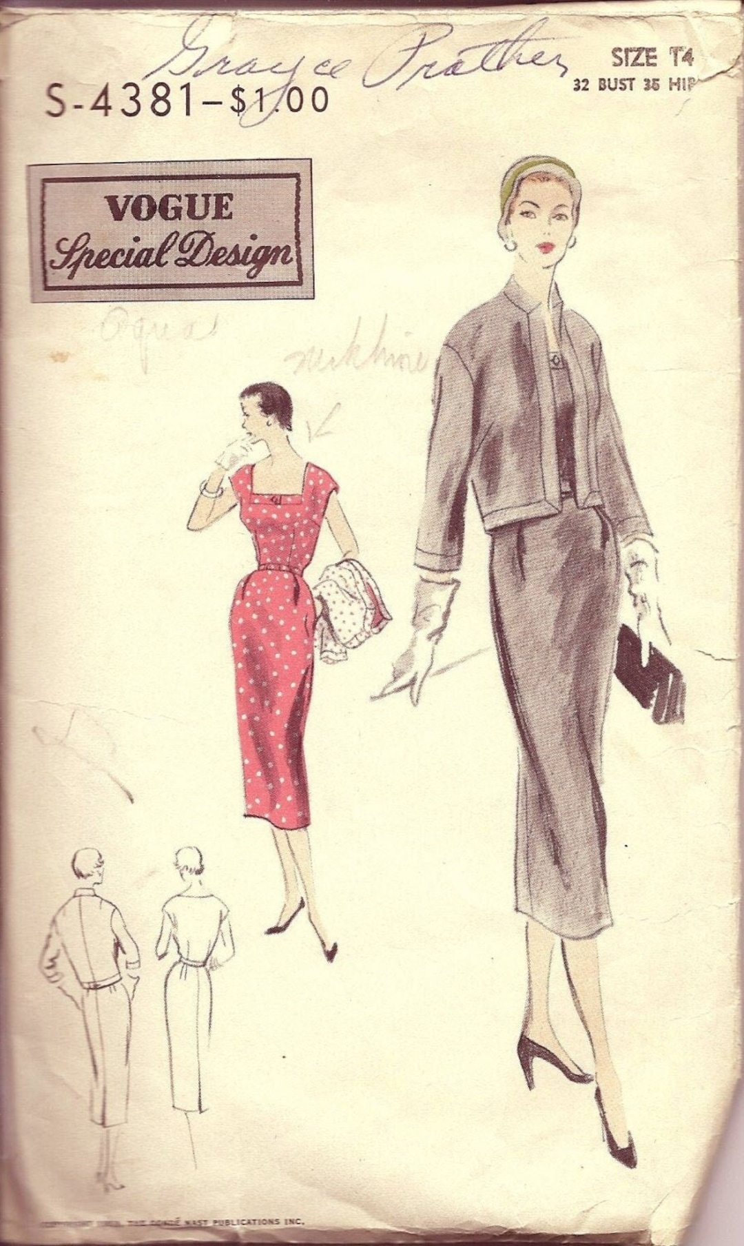 Vogue Special Design Dress Pattern 1950s Vintage - Etsy