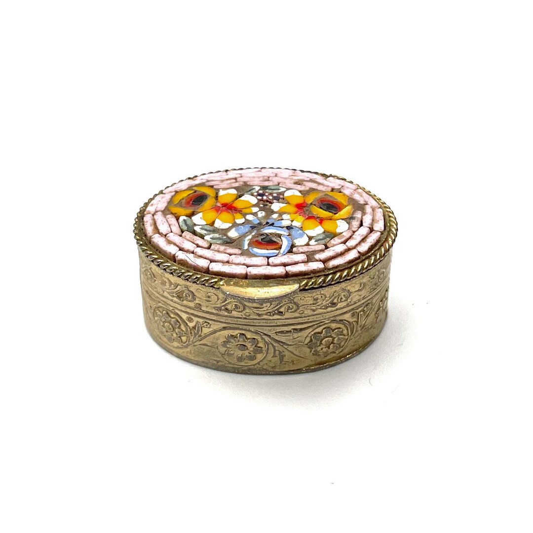 Vintage Italian Micro Mosaic Pill Box - Etsy