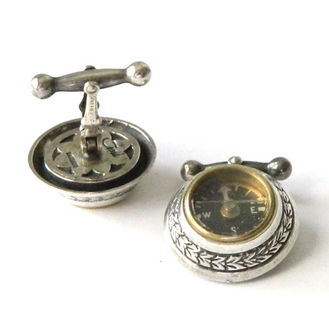 Vintage Cini Sterling Silver Cuff Link and Tie Clip Set | Etsy