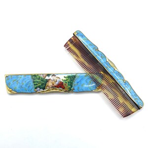 Antique Enameled Italian Comb and Beaded Case - Etsy