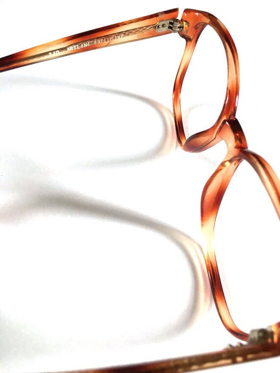 Vintage 1980s Amber Tortoise Shell Eyeglass Frames - Gem
