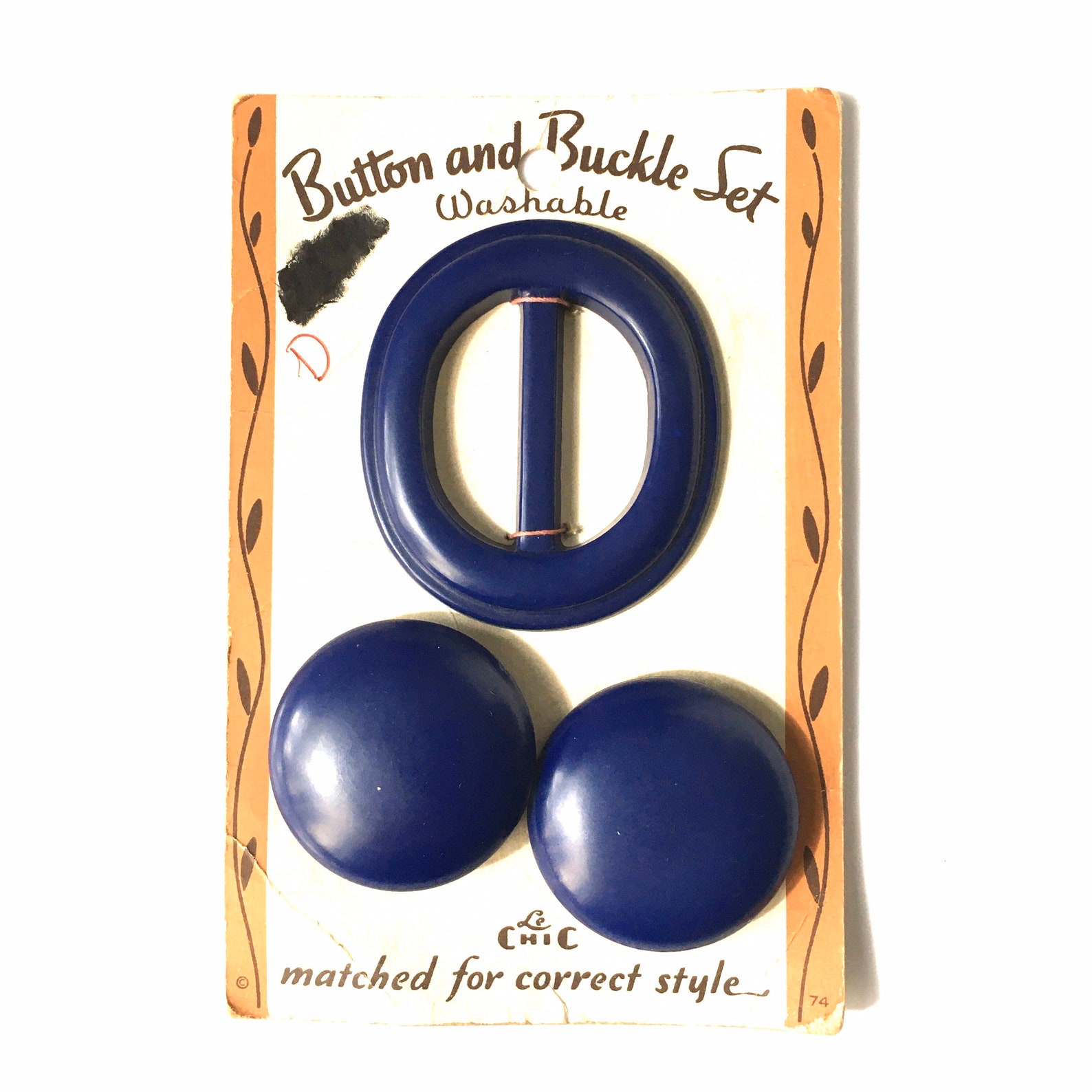 Vintage 1930s Navy Blue Belt Buckle With 2 Matching Buttons - Etsy
