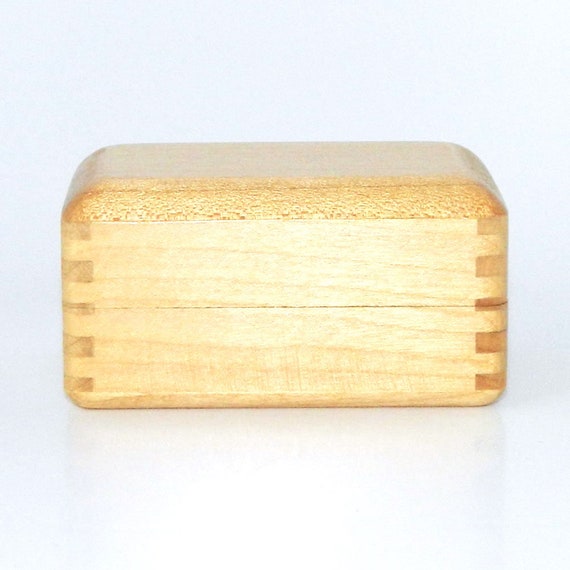 Vintage Mahogany Wooden Ring Box - Gem