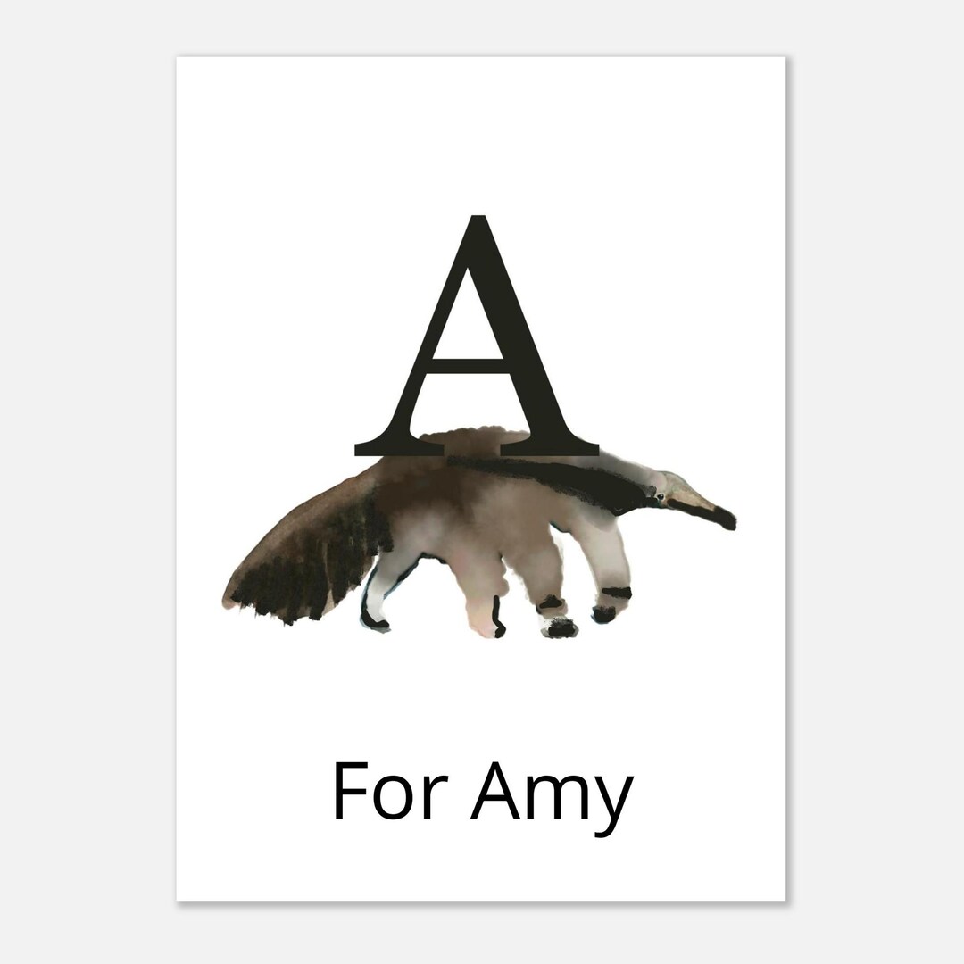 Personalized Anteater Letter Art: Watercolor Animal Name Sign - Etsy