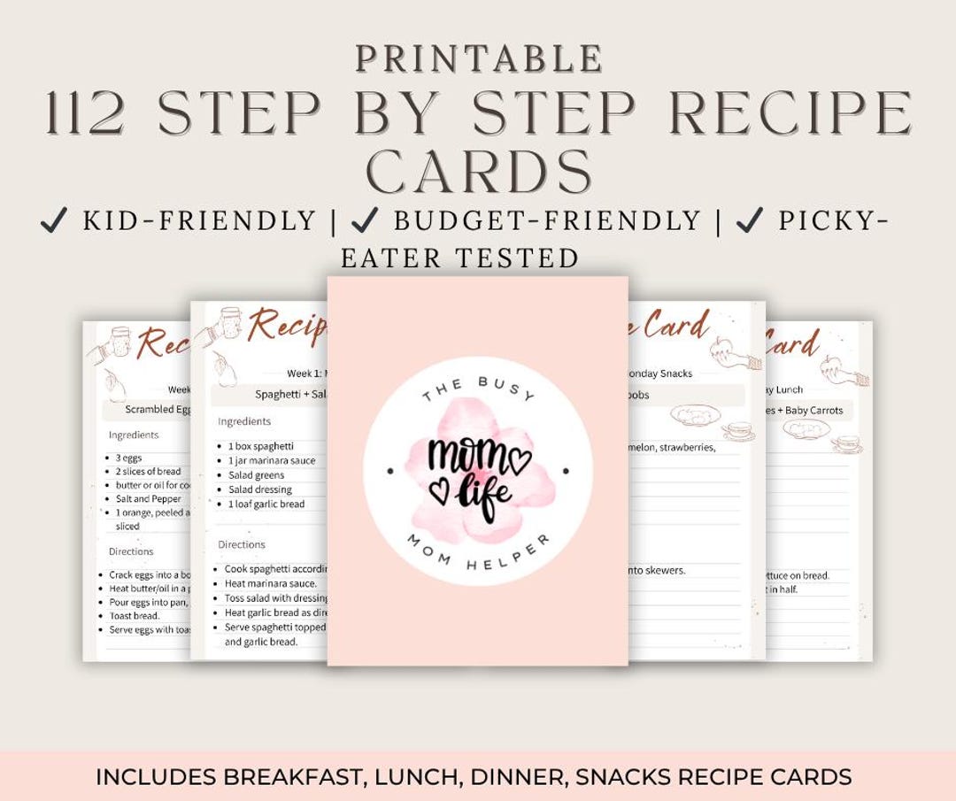 112 Step-by-step Family Recipe Cards – Easy, Kid-friendly, & Budget ...