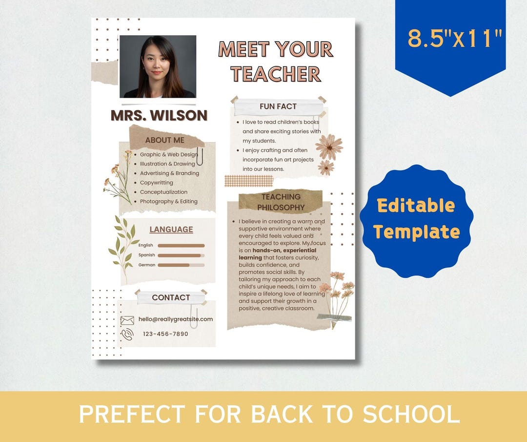 Editable Meet the Teacher Template | Printable Back to School ...