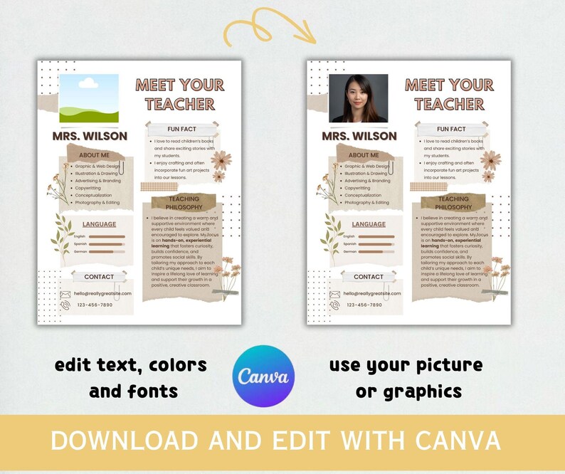 Editable Meet the Teacher Template | Printable Back to School ...