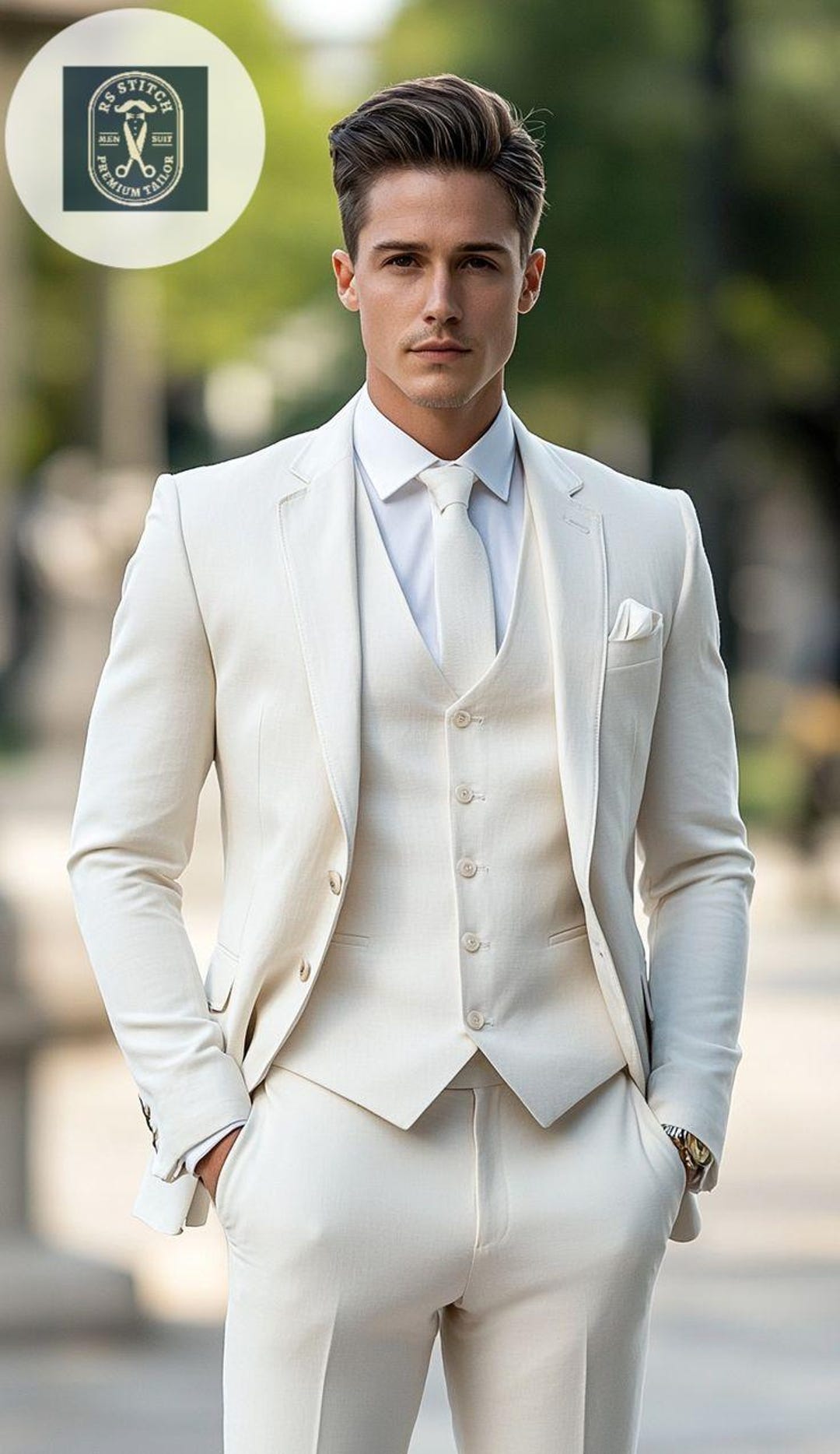 Men’s White 3 Piece Suit | Slim Fit Wedding Suit | Groom Suit | Formal ...