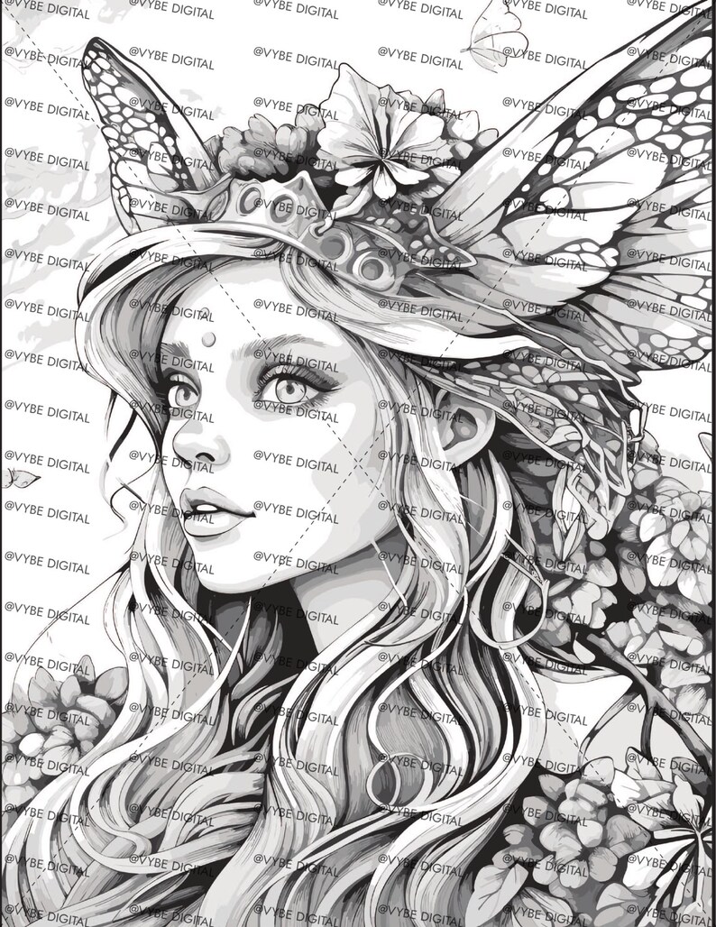 Forest Fairy Coloring Pages: 101 Printable Designs (adult) - Etsy