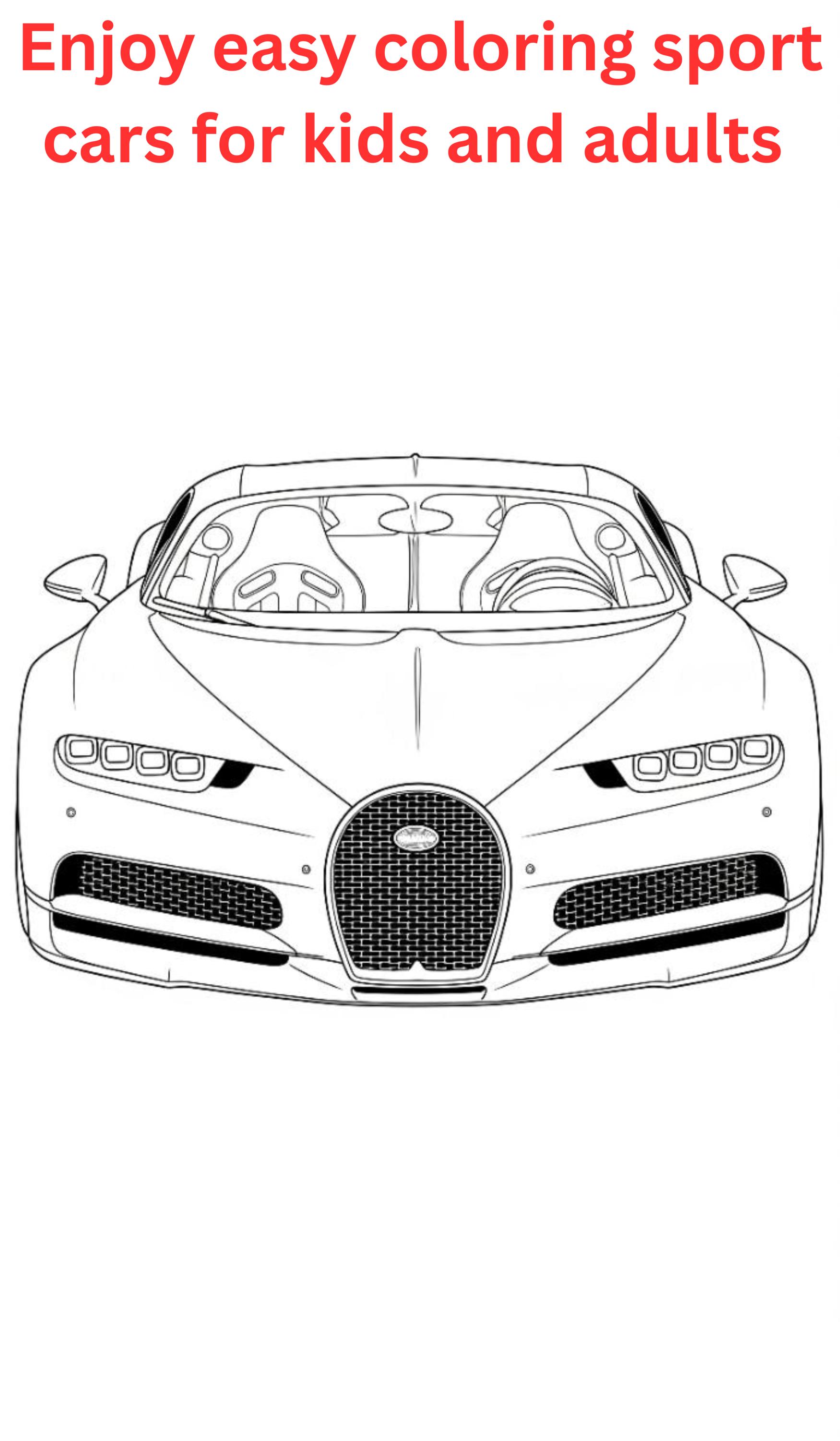 Sport Cars Coloring Book: Supercar, Muscle Car, Exotic Car Line Art ...
