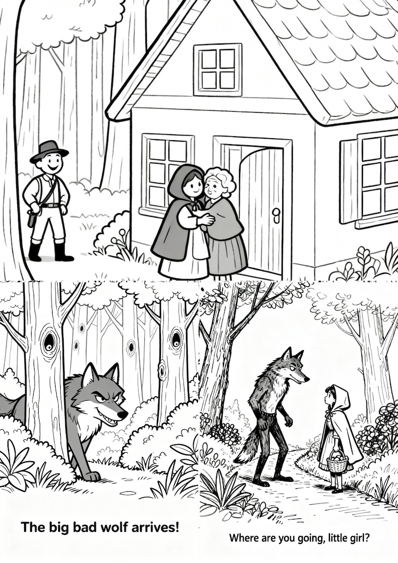Little Red Riding Hood Coloring Book: 30 Classic Fairy Tale Pages for ...