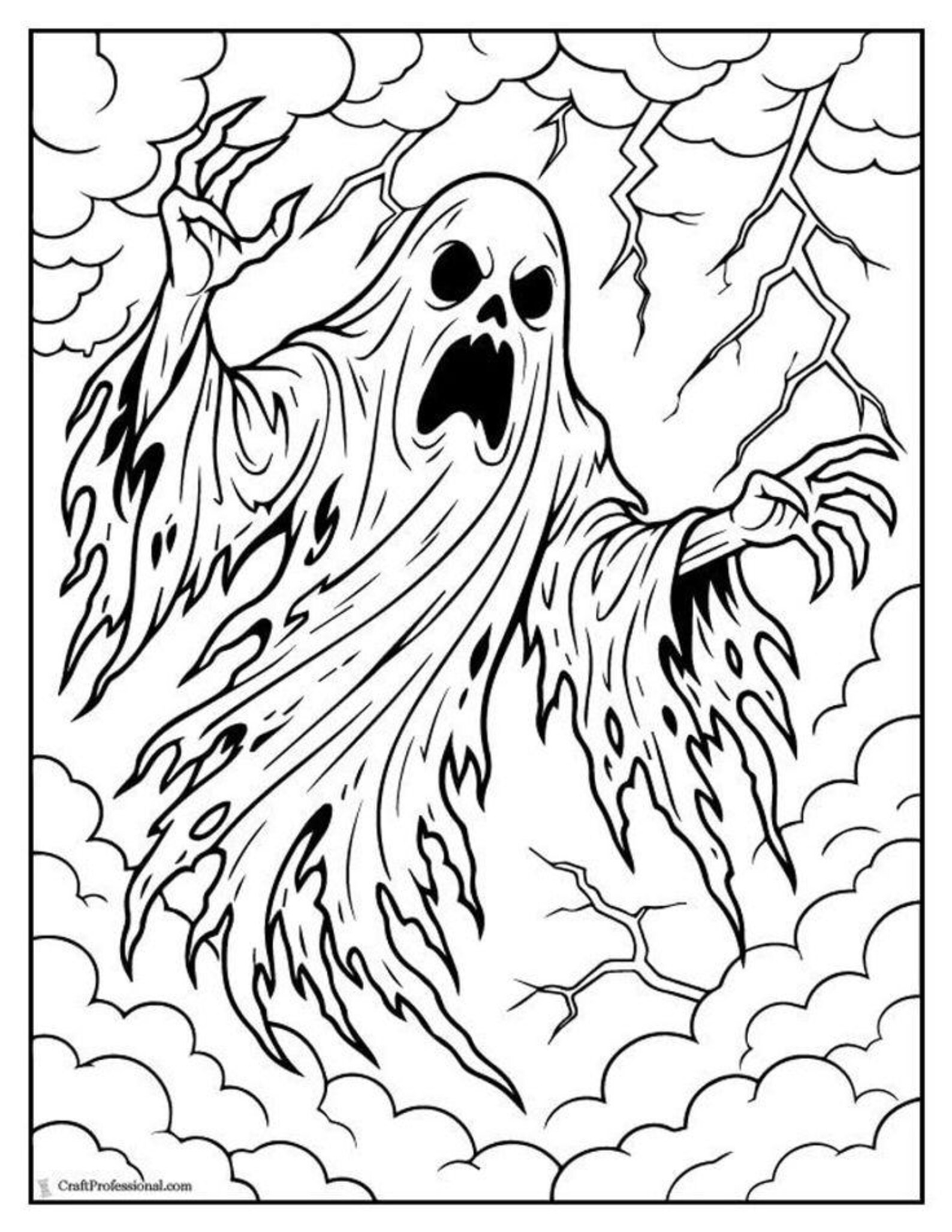 Spooky Halloween Coloring Book: Printable Pages for Kids & Adults (PDF ...