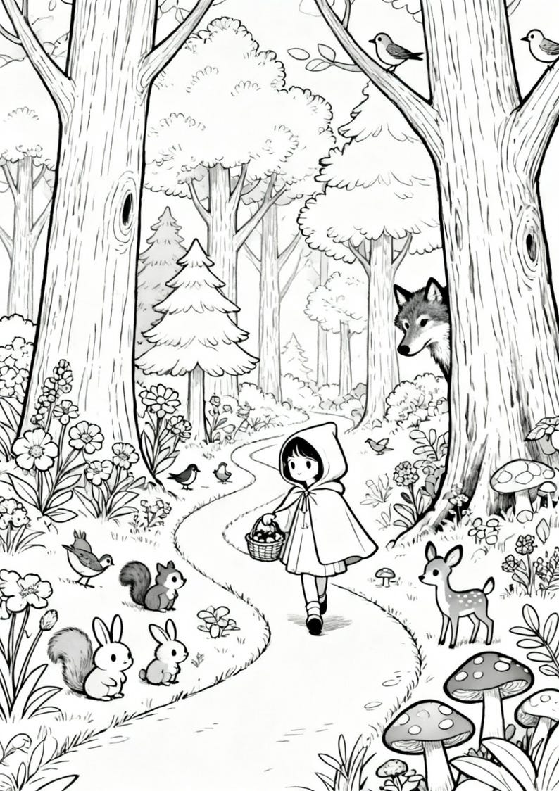 Little Red Riding Hood Coloring Book: 30 Classic Fairy Tale Pages for ...