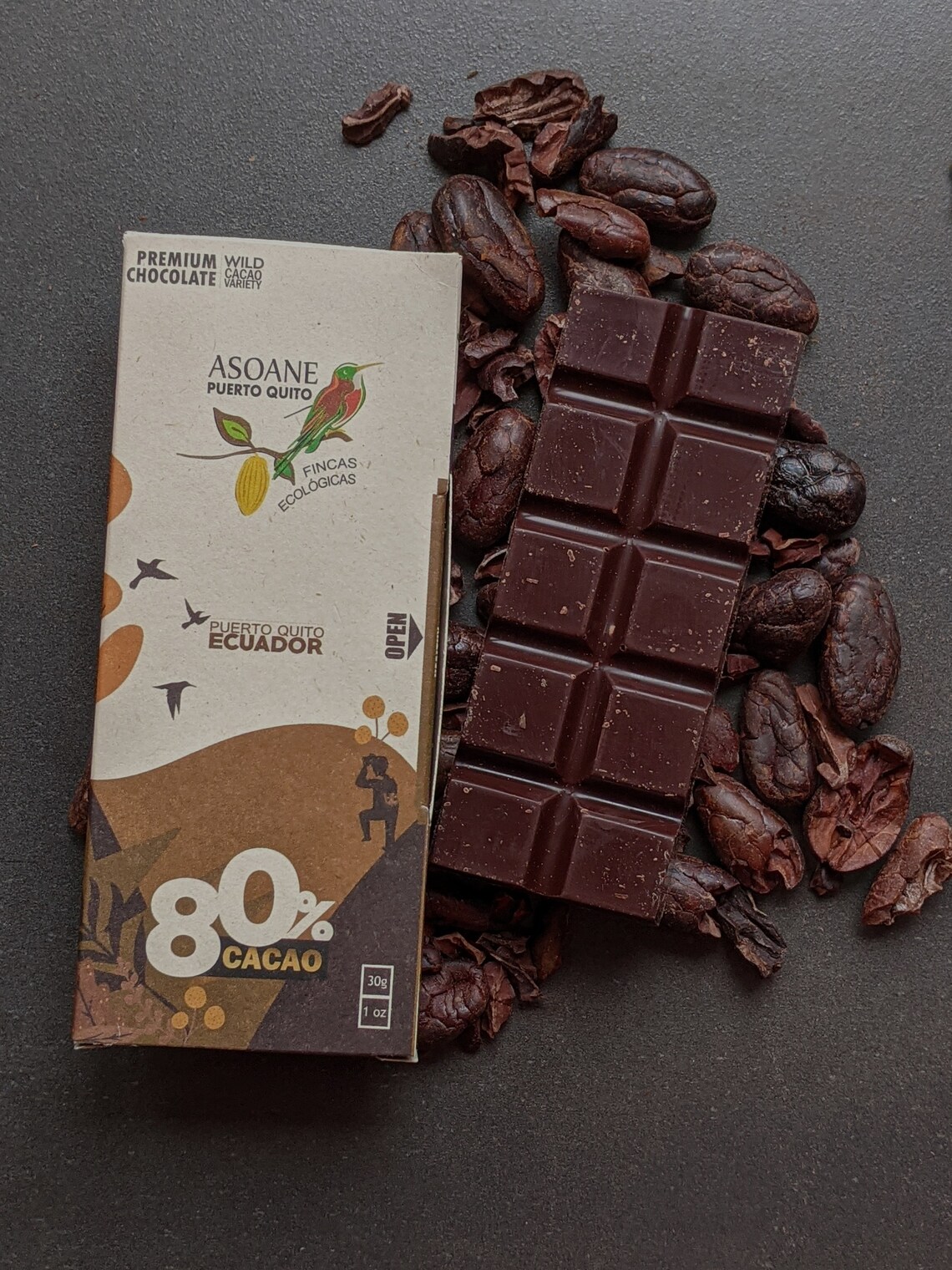 80% Dark Chocolate organic and Shade Grown Cacao, 30g - Etsy