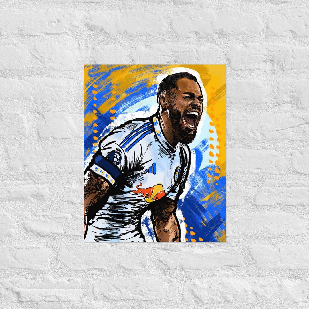 Lukas Nmecha Leeds United Print – Hand-drawn Football Poster (A4 / A3 ...