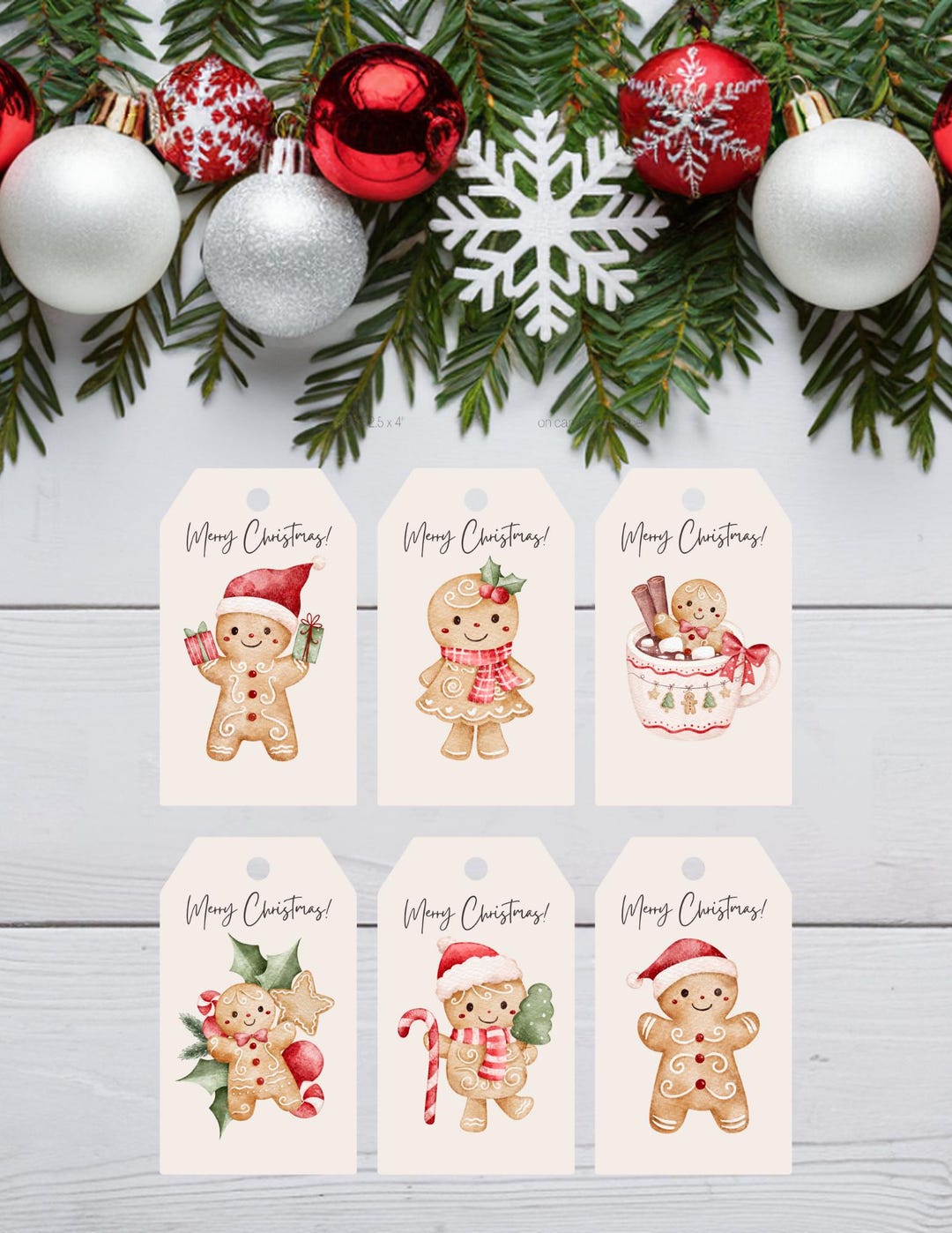 Printable Christmas Gingerbread Gift Tags | Cute Holiday Tags | Instant ...