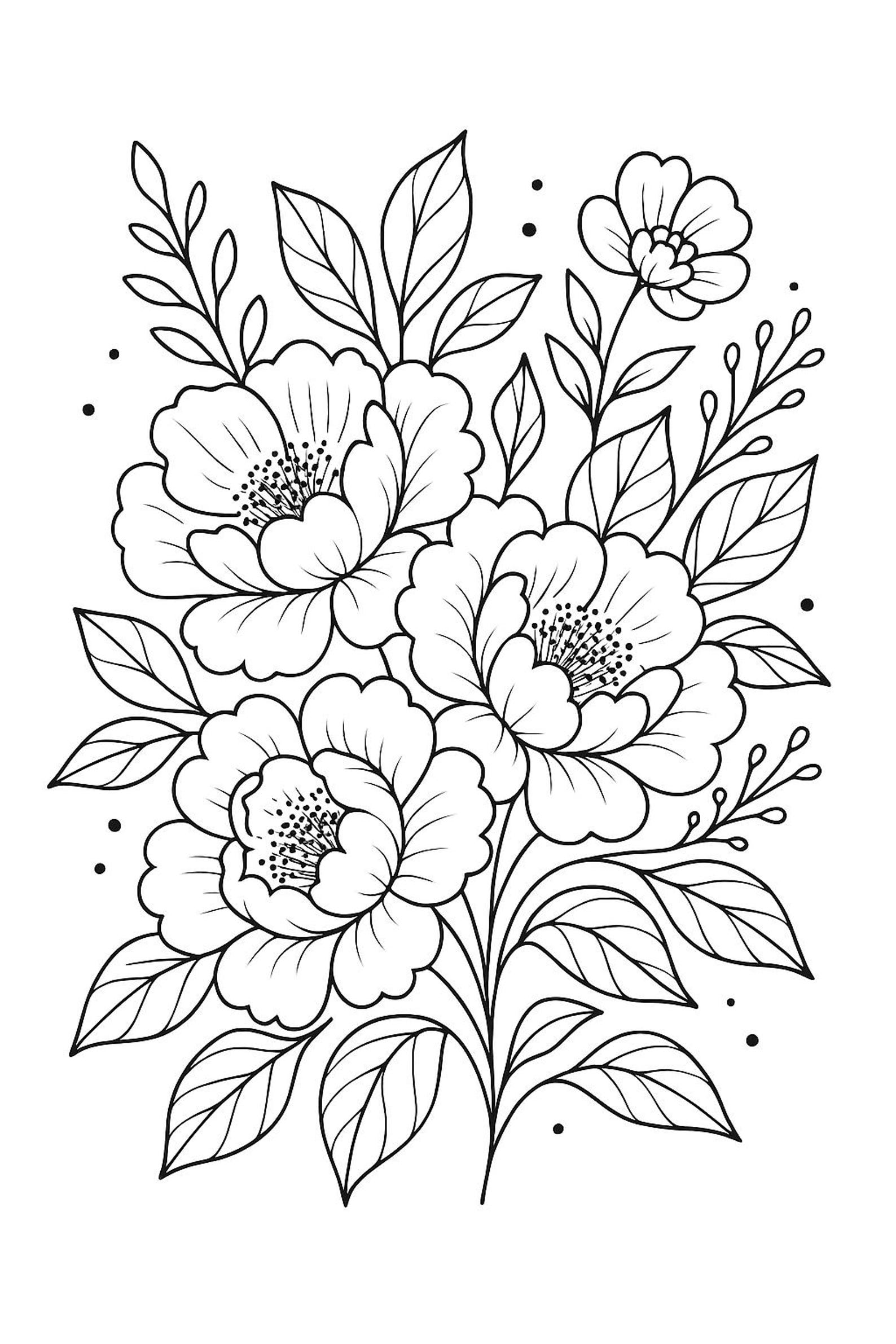 6 Sheets Flowers Colouring In - Etsy