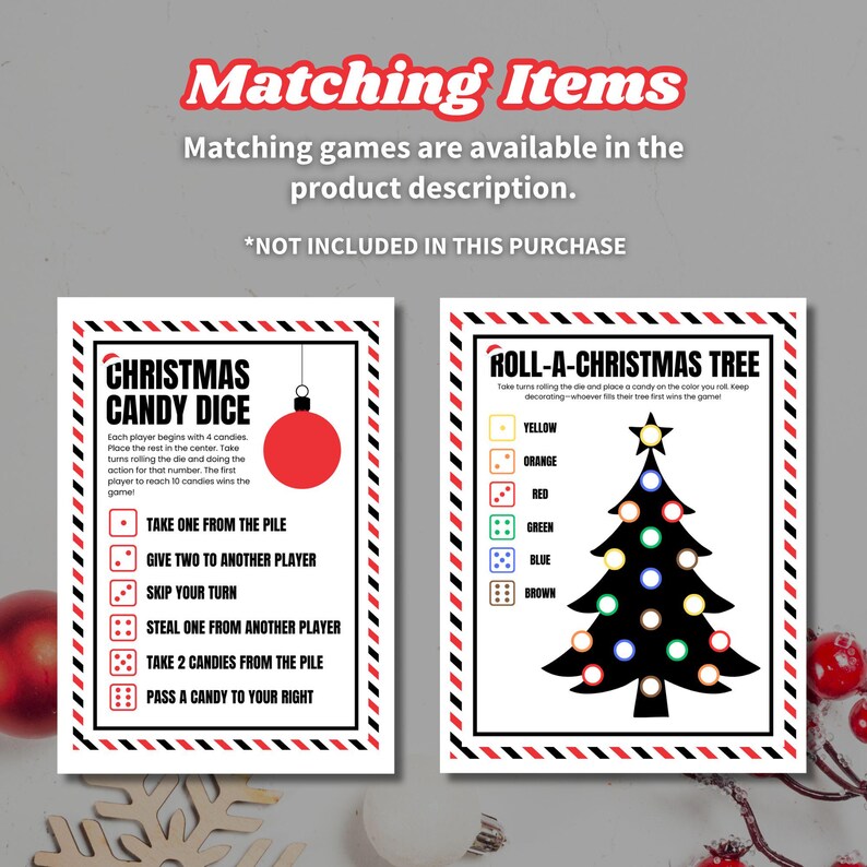Christmas Game Bundle: Word Scramble and Charades, Red and Black ...