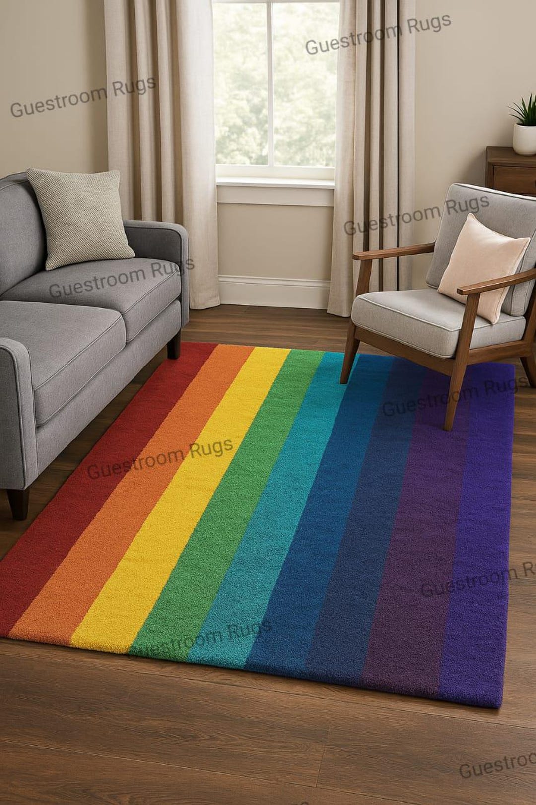 Rainbow Area Rug Colorful Striped Carpet for Living Room, Nursery, Kids ...