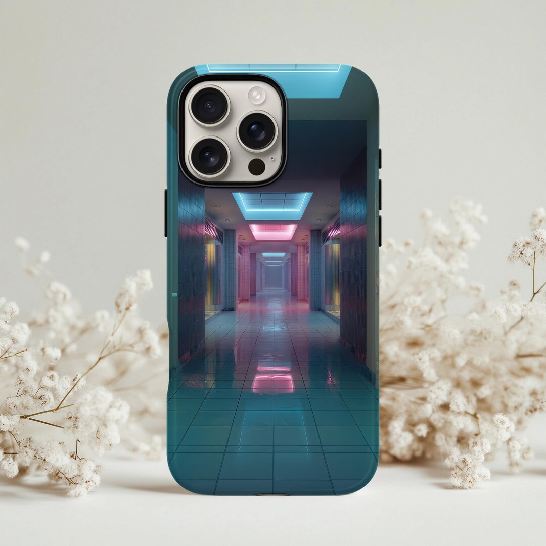 Liminal Space Neon Hallway iPhone Tough Case: Dreamcore Vaporwave Art ...