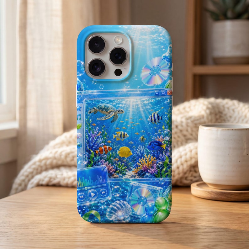 Frutiger Aero Phone Case, Underwater Ocean Y2K Aesthetic Tough Case ...