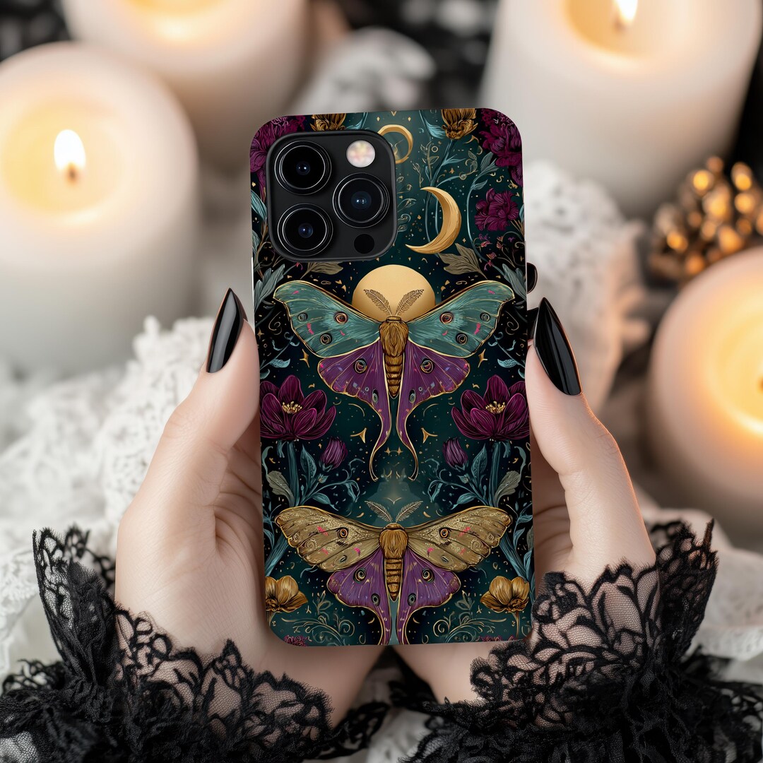 Whimsigoth Luna Moth iPhone Case: Celestial Floral Gothic Design - Etsy