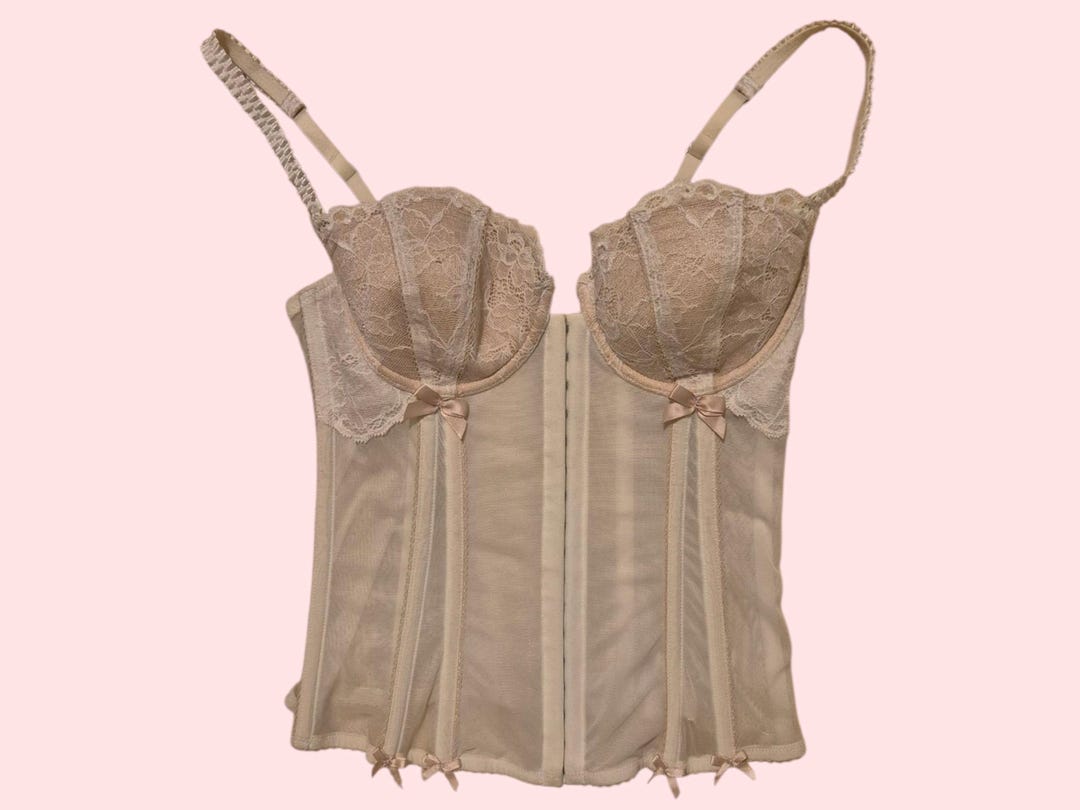 Vintage Cream Mesh Lace Bustier Top – UK 32B - Etsy