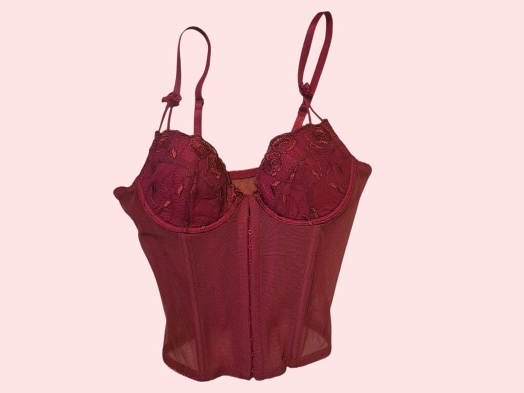 Vintage Red Bustier Corset Lingerie Top - UK 28B - Etsy