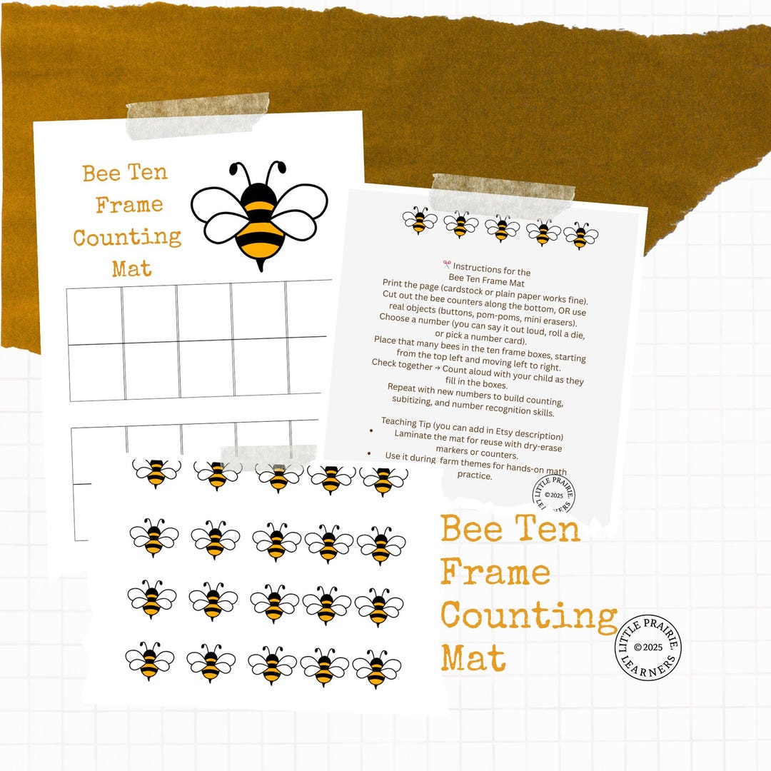 Bee Ten Frame Mat Printable | Preschool Math Activity | Spring Counting ...