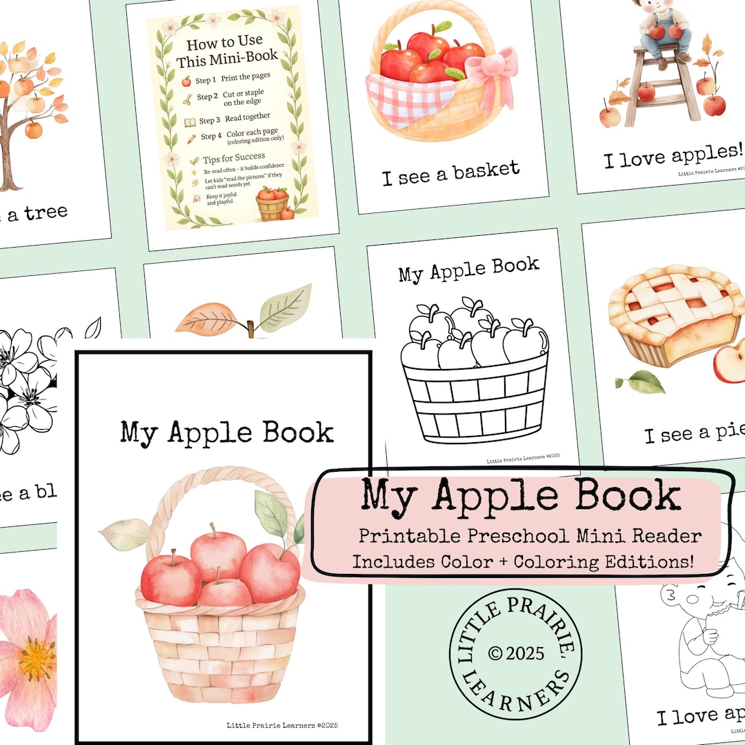 My Apple Book – Printable Preschool Mini-reader | Fall Apple Theme ...