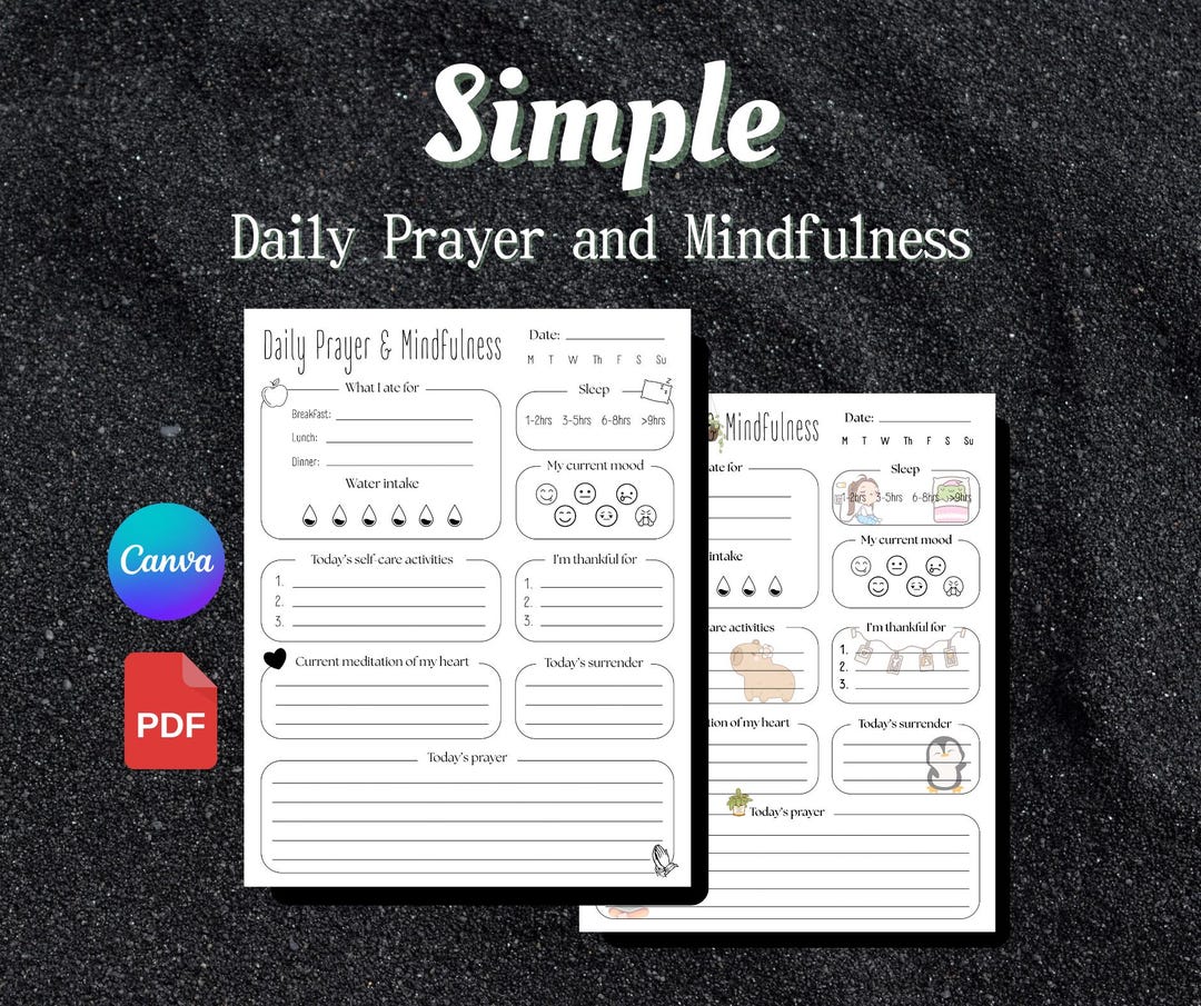 SIMPLE Daily Prayer and Mindfulness Habit Sheets - Set of 2 ...