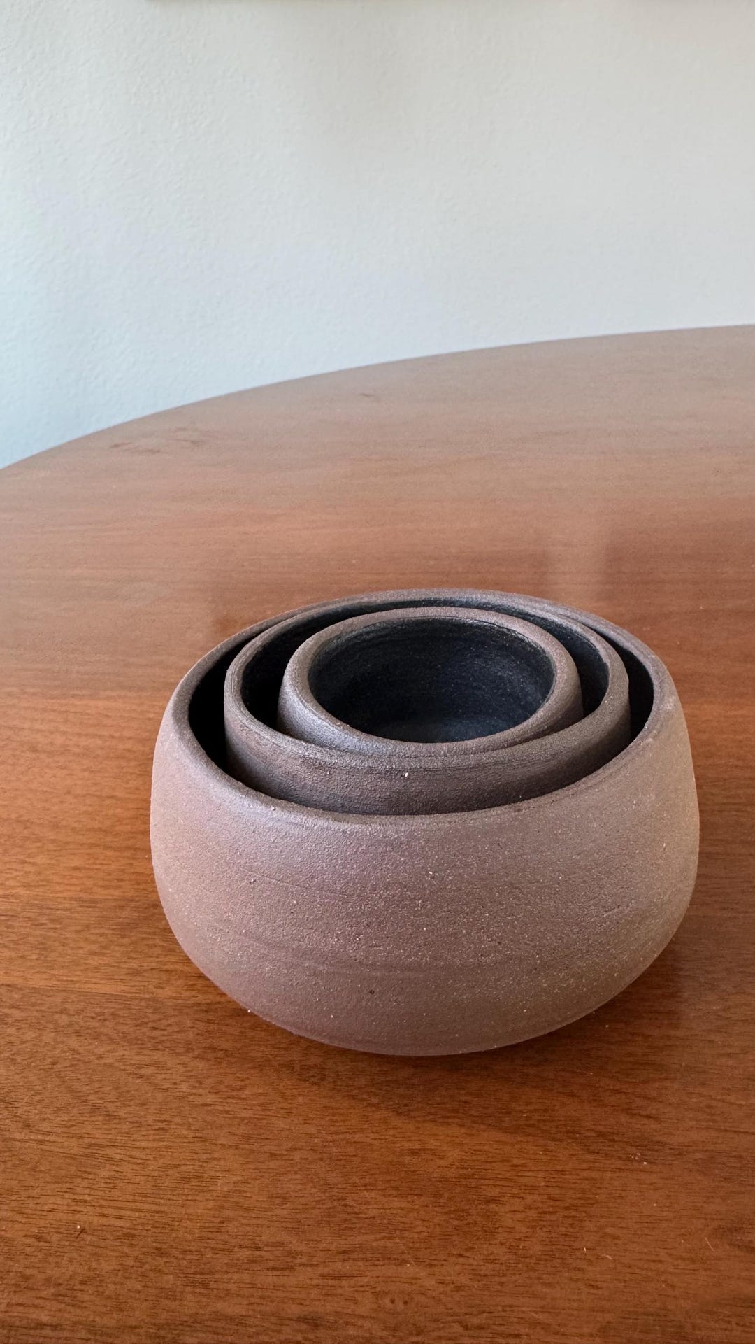 Handmade Stoneware Stacking Bowls: Set of 3 Nesting Ceramic Serving ...