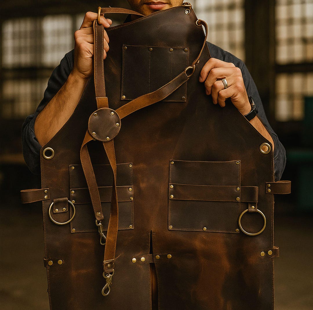 Handmade Leather Split Leg Apron – Welding, Woodworking, Blacksmith ...