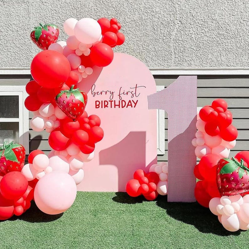 Strawberry-balloons Berry-birthday-balloon 6PCS 28inch Red Fruit ...