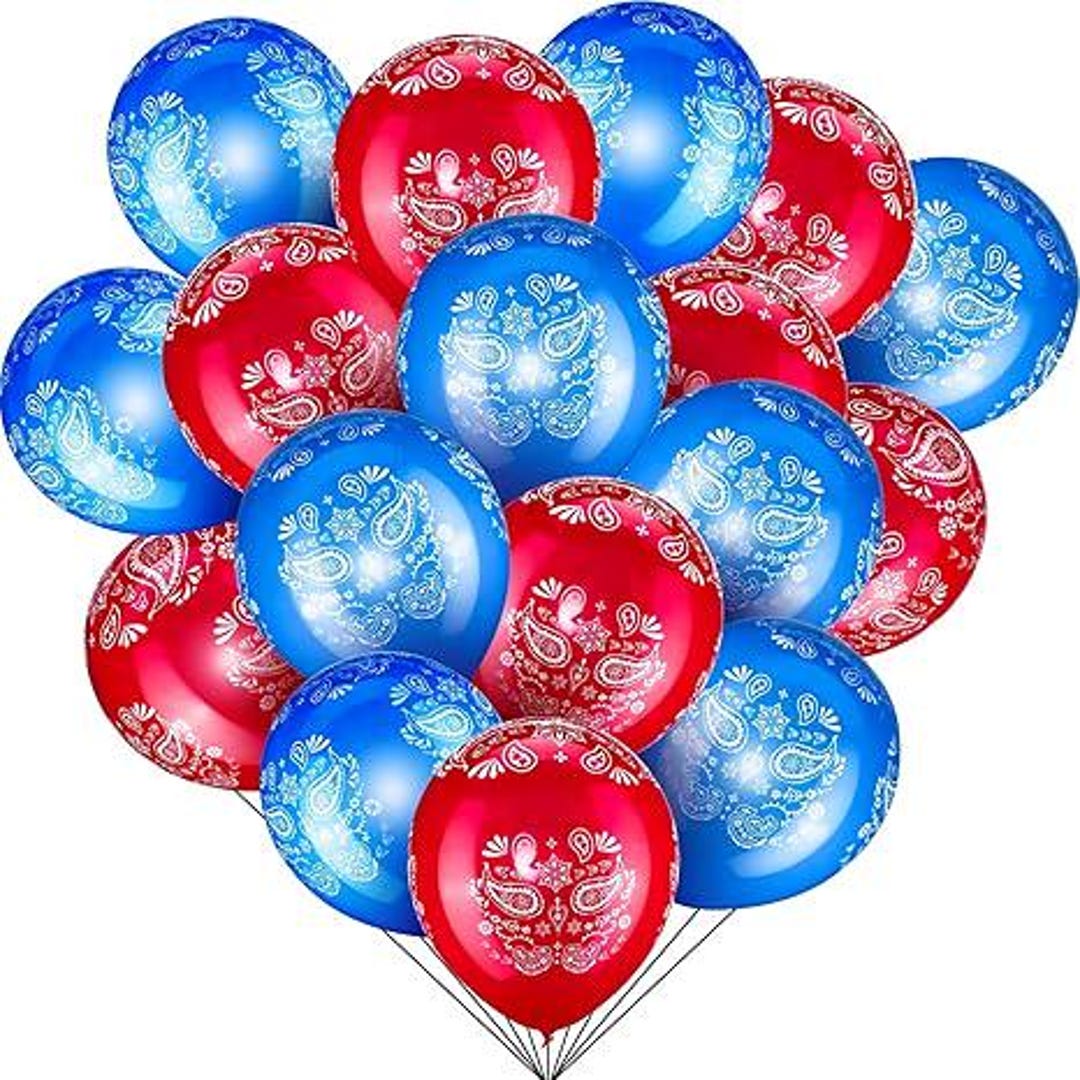 Western Bandana Balloons, Red and Blue, 12 Inch (40 Pcs) - Etsy