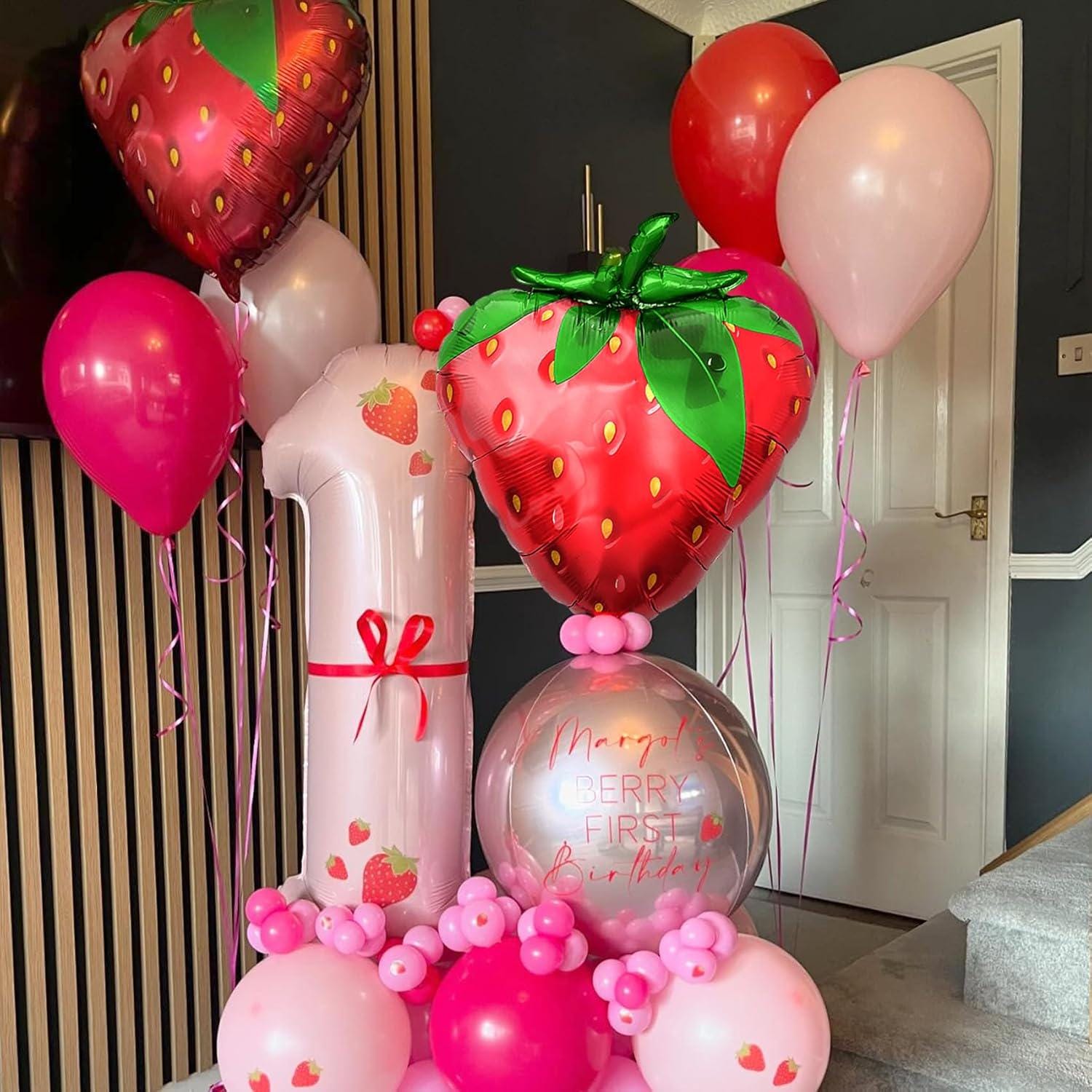 Strawberry-balloons Berry-birthday-balloon 6PCS 28inch Red Fruit ...