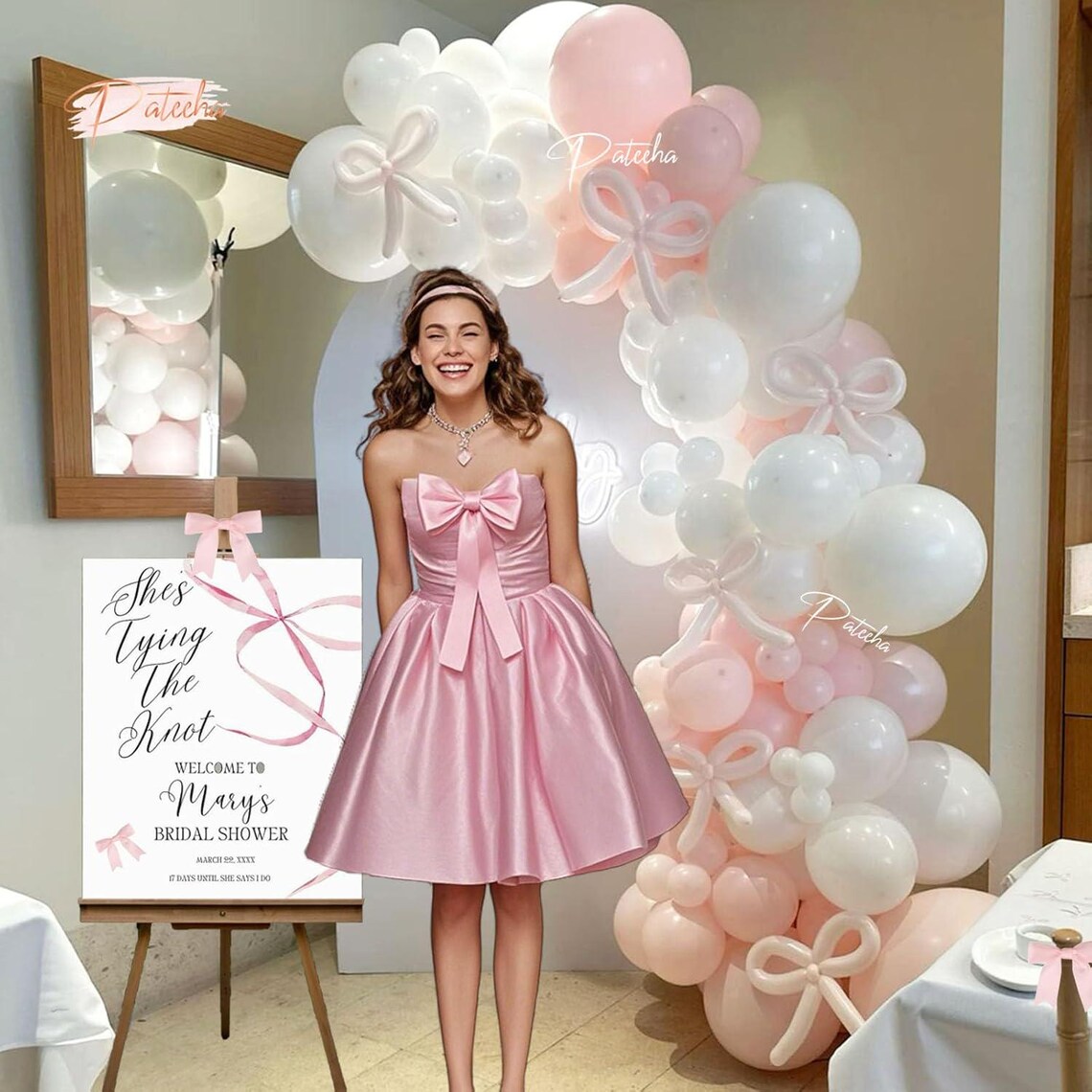 Pink Bow Balloon Arch Kit 155pcs Coquette Birthday Decorations Bow Pink ...