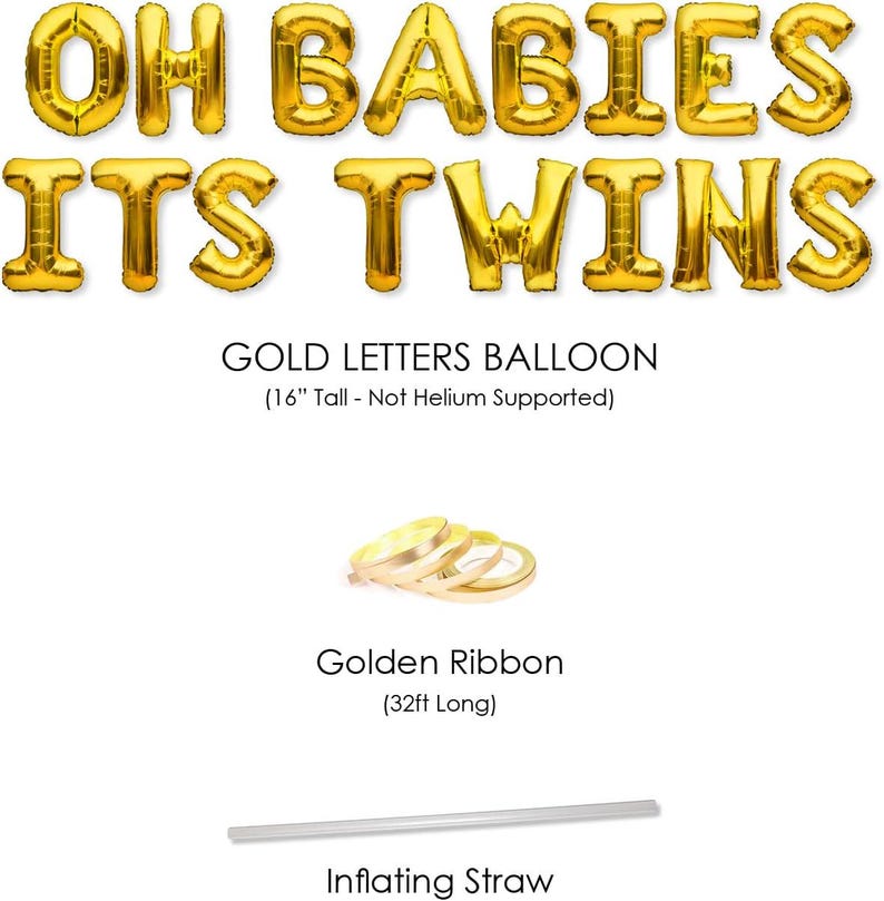 Balloon Gold for Twins Baby Shower Decorations and Supplies, Twins ...