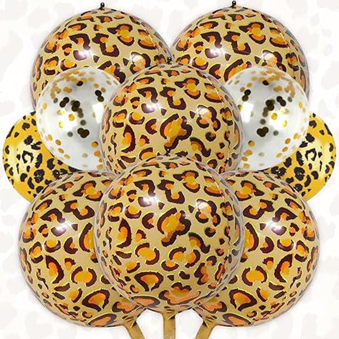 Cheetah Print Balloon Set: 22" Foil & Leopard Latex, Safari Party Decor ...