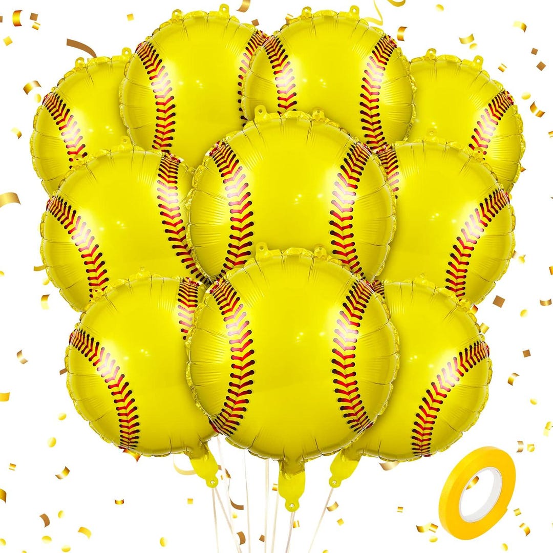 Softball Party Balloons - 18-inch Foil Decorations, 10-pc Set - Etsy