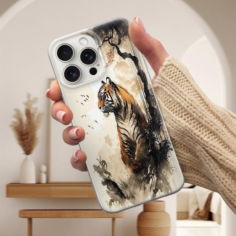 Samurai Tiger Phone Case Bold Japanese Ink Art Style Fierce Warrior ...
