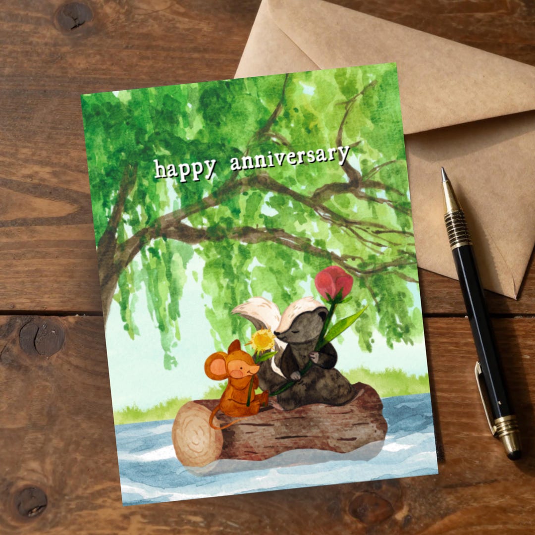 Mouse and Skunk | Anniversary Card With Envelope - Etsy