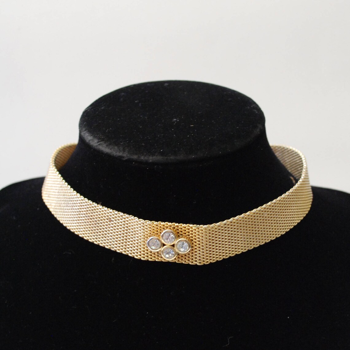 Rhinestone Mesh Gold Choker 1920's Vintage Flapper Adjustable - Etsy