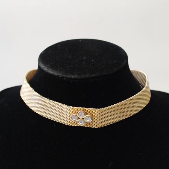 Rhinestone Mesh Gold Choker - 1920's - Vintage - Flap… - Gem
