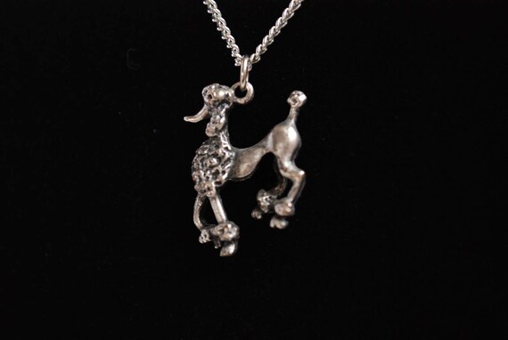 Poodle Necklace Vintage Pewter Dog - Gem