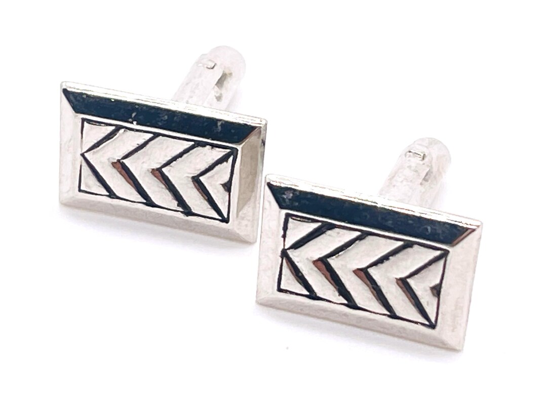 Vintage Chevron Silver Tone Cufflinks - Unmarked - Arrow - Triangle ...