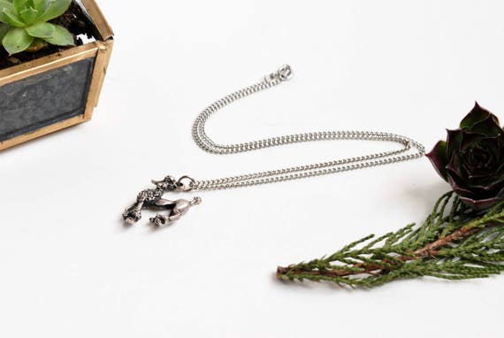 Poodle Necklace Vintage Pewter Dog - Gem