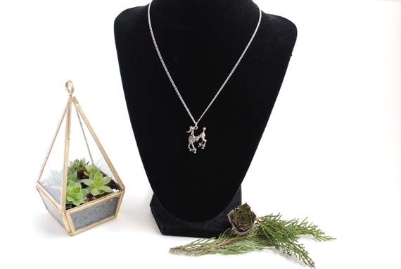 Poodle Necklace Vintage Pewter Dog - Gem